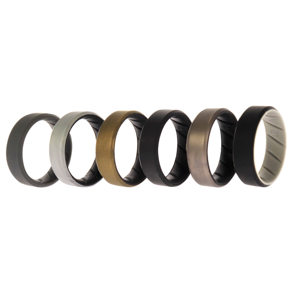 ROQ | Accessories | Silicone Wedding Br 8mm Edge Ring Set Black By Roq ...
